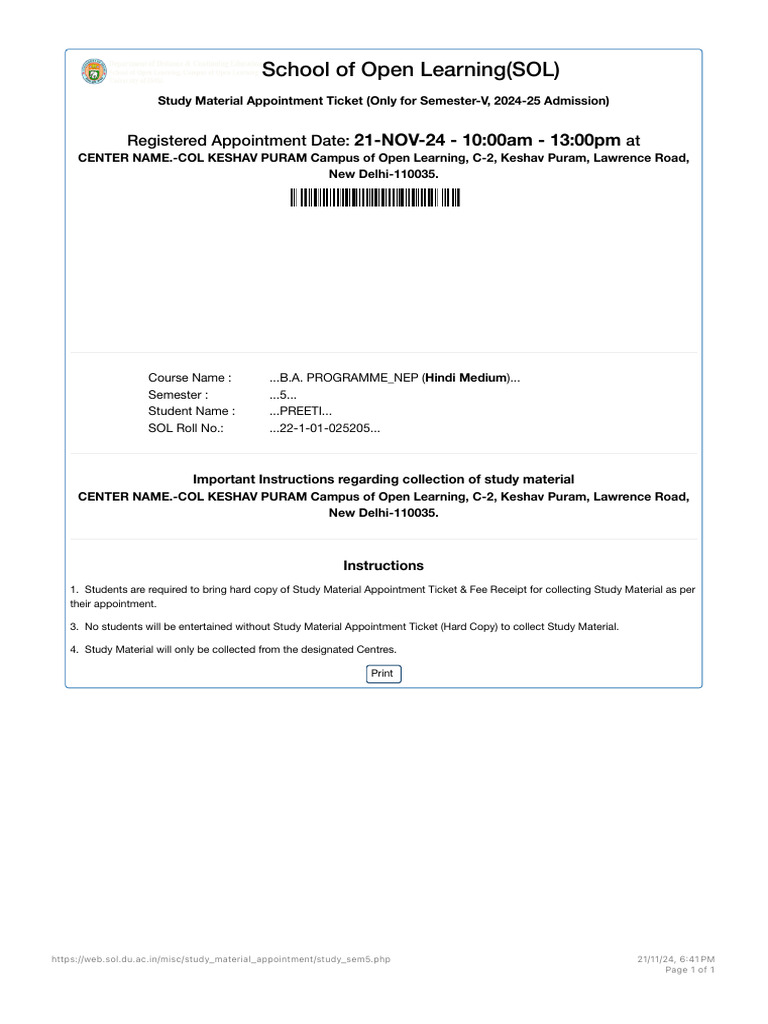 SOL Study Material Appointment | PDF