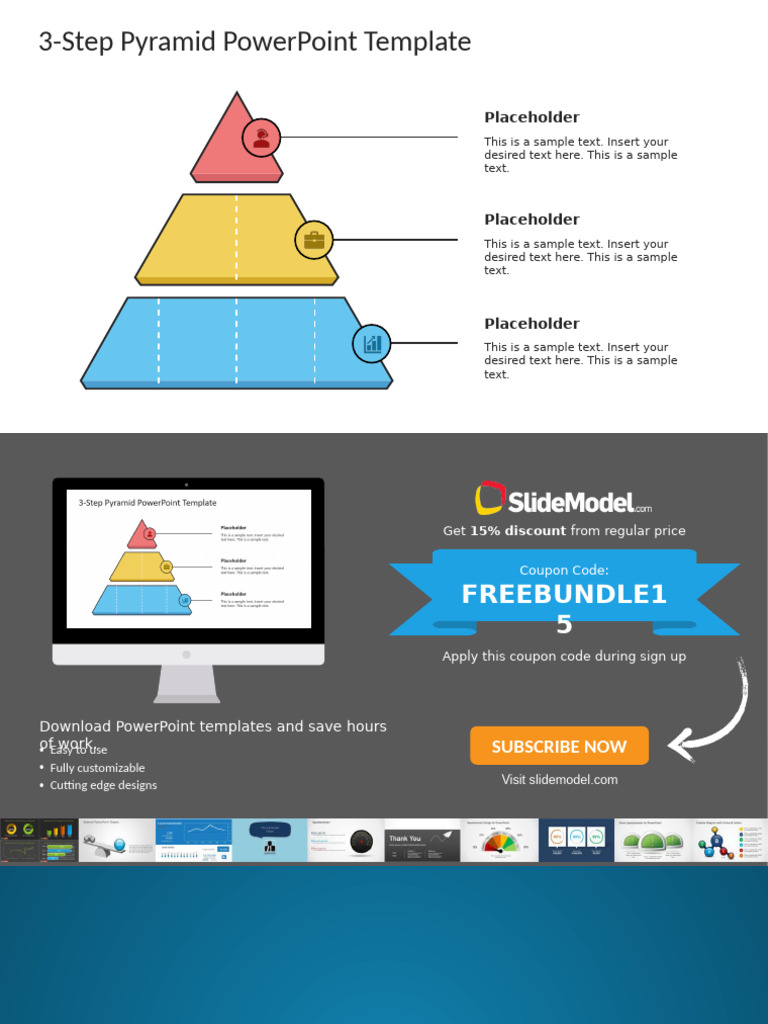 Free 3-Step Simple Pyramid PowerPoint Template | PDF