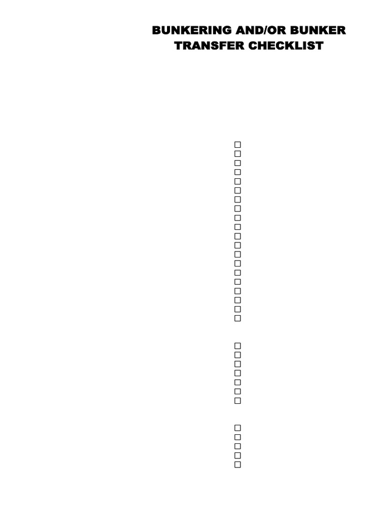 34 Bunkering Checklist | PDF | Valve
