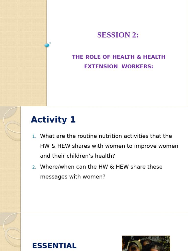 Session 2-Role of HWs To Prevent Malnutrition | PDF | Malnutrition | Breastfeeding