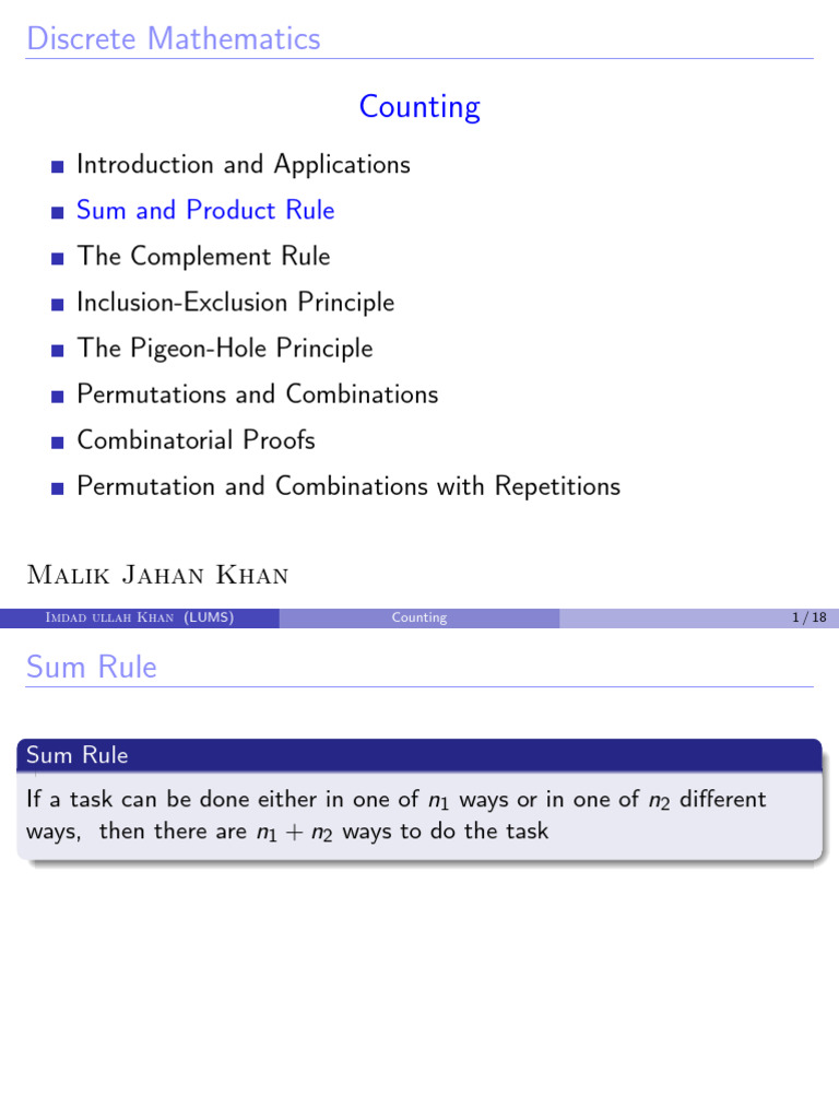 CS210 Slides 11 02 B Counting Product Rule | PDF | Mathematics | Discrete Mathematics