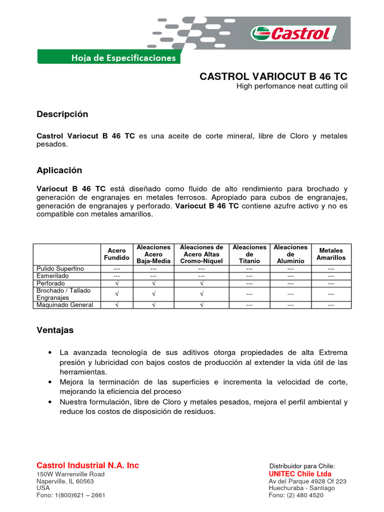 PDS_Variocut B 46 TC | PDF | Engranaje | Aleación