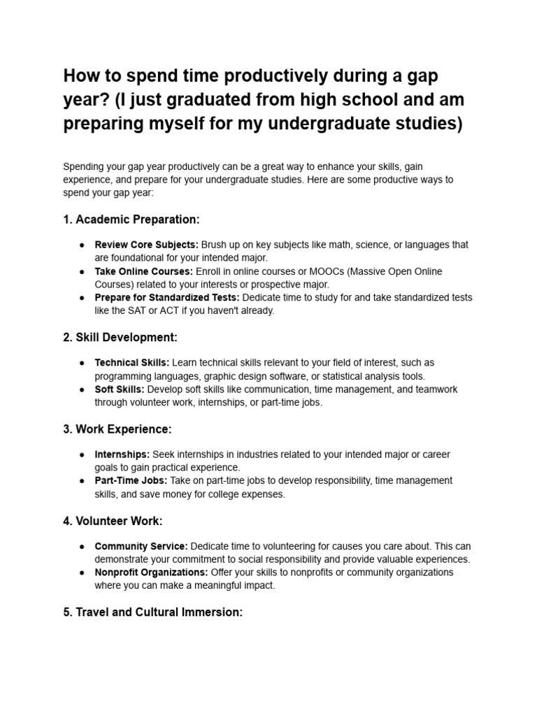 GAP YEAR | PDF | Mentorship | Goal