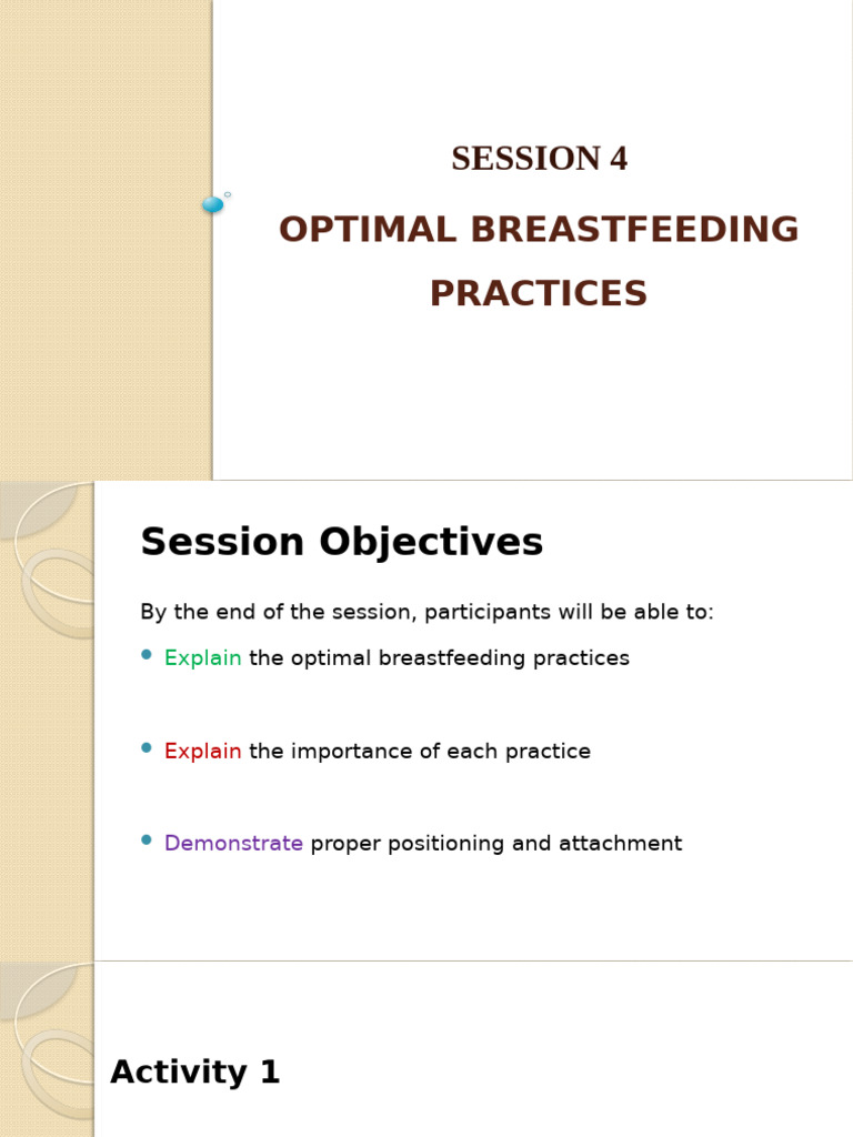 Optimal Breastfeeding & Feeding Practices | PDF | Breastfeeding ...