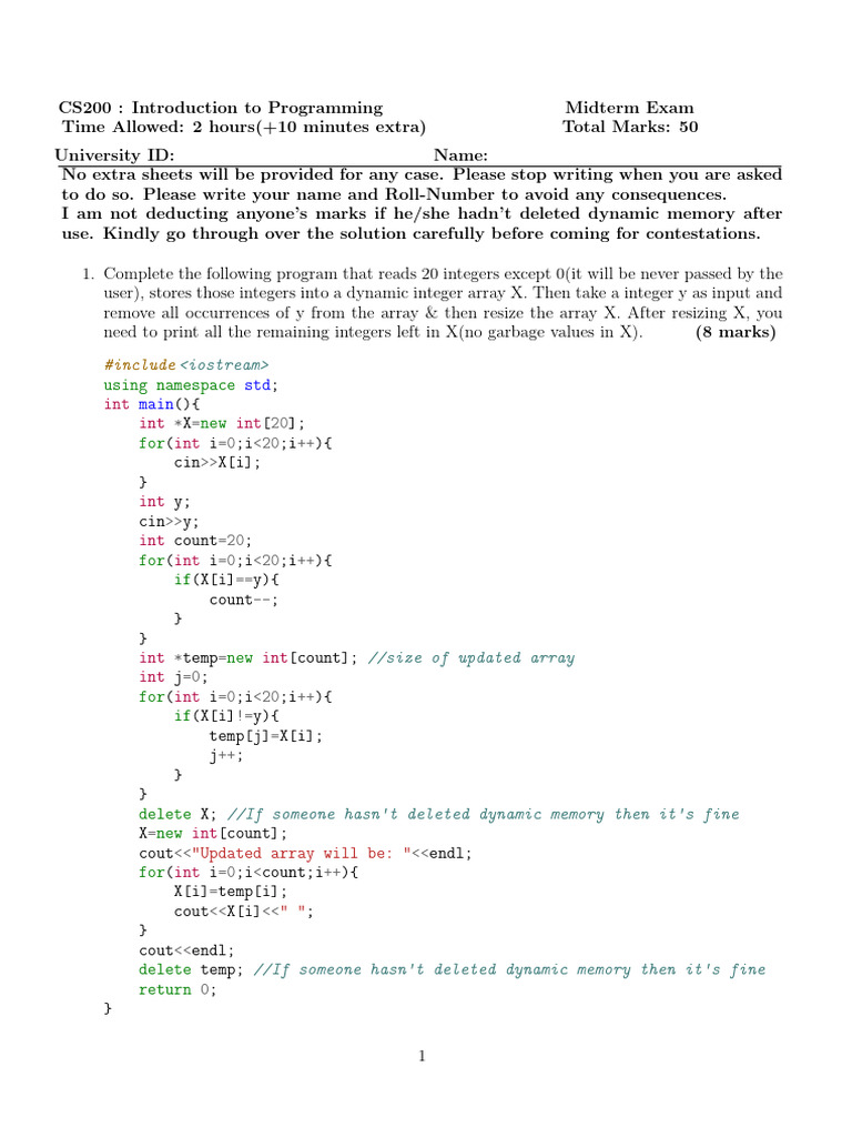 CS200_MidTerm | PDF | Matrix (Mathematics) | Computing