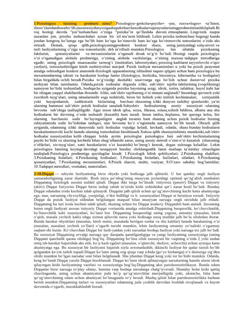 Psixologiya Yakuniy | PDF