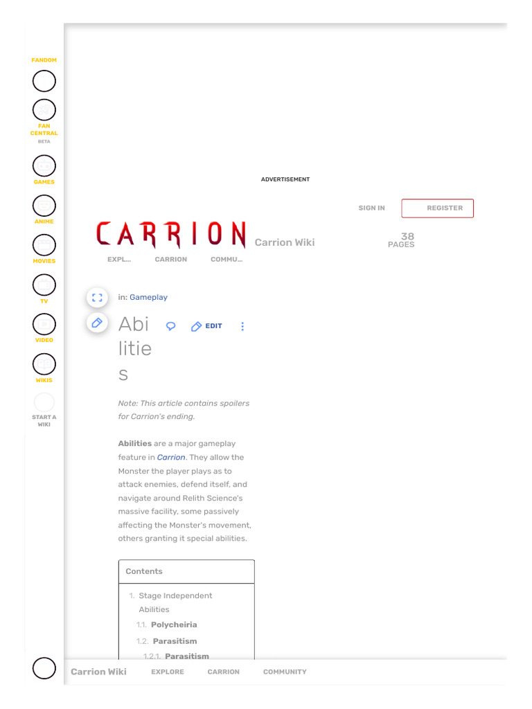 Abilities - Carrion Wiki - Fandom | PDF