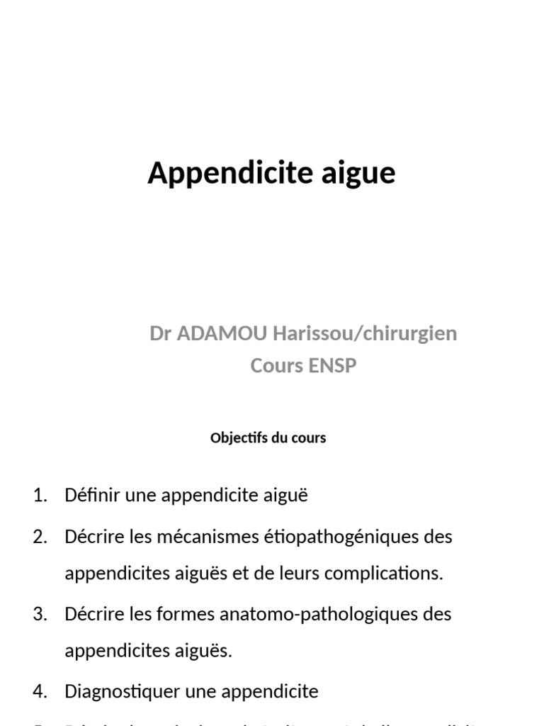 Appendicite aigue | PDF | Médecine | Causes de décès