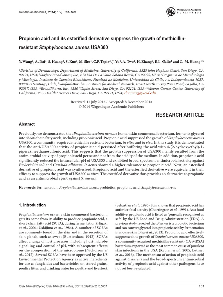 Propionic Acid's Antimicrobial Effects | PDF | Antimicrobial ...