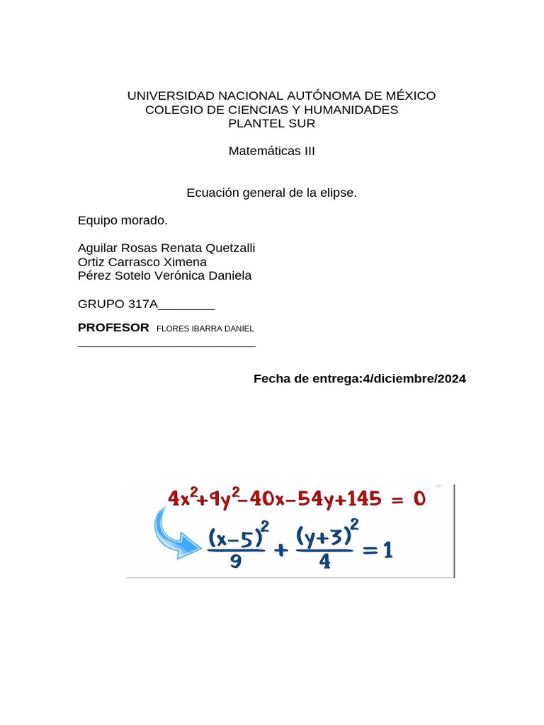 Ecuación General de La Elipse | PDF