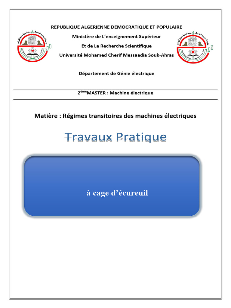 TP Étude de Régime Transitoire de La Machine Asynchrone (MAS) | PDF ...