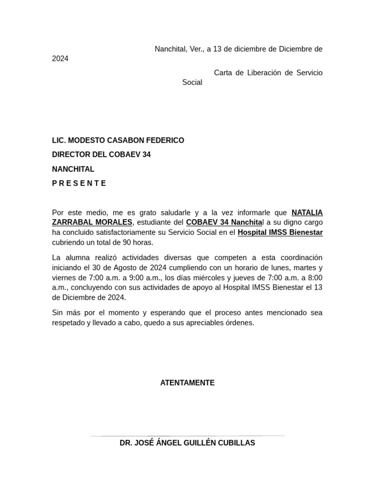 Carta de Liberación | PDF