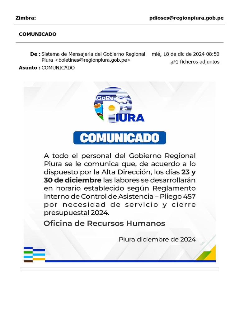 Comunicado del Gobierno Regional | PDF