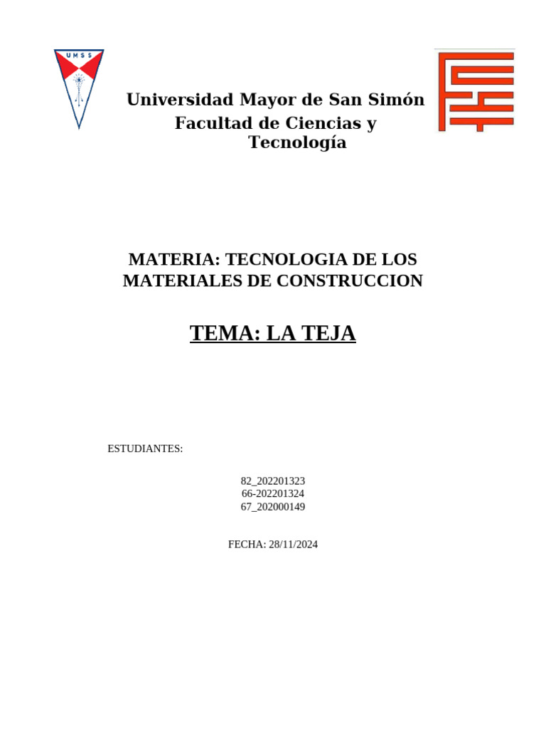 INFORME FINAL TEJA | PDF | Hormigón | Techo