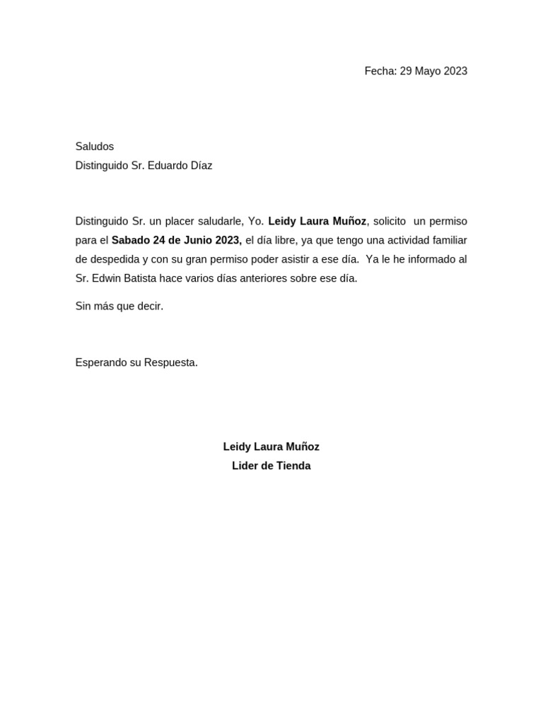 Carta Permiso Leidy | PDF