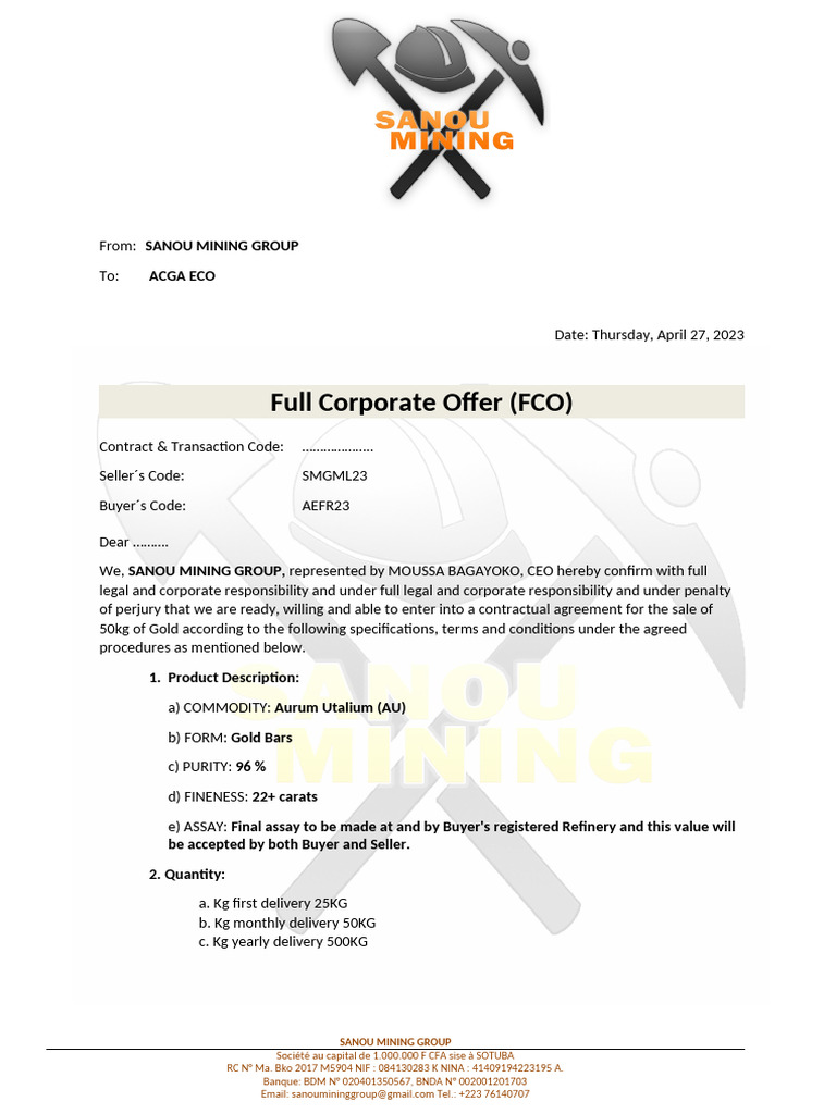 Gold Trade Offer for Buyers | PDF | Economies