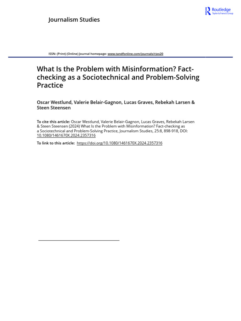 What Is the Problem with Misinformation Fact-checking as a ... What Is the Problem with Misinformation Fact-checking as a ...
