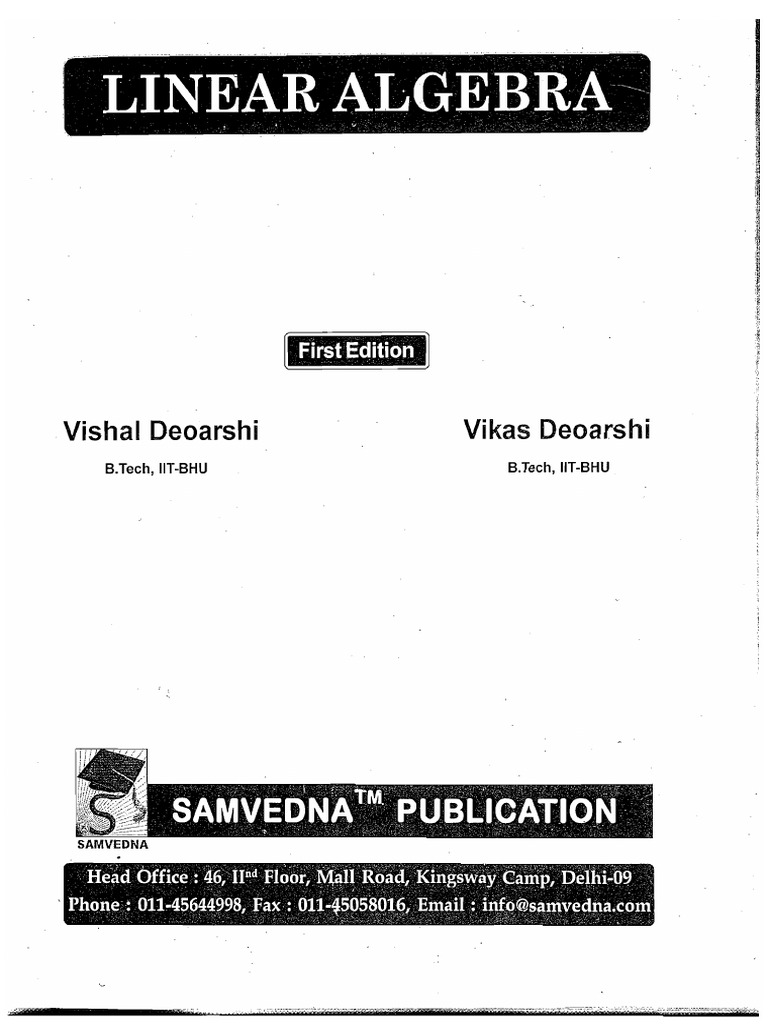 Linear Algebra by Samvedana | PDF