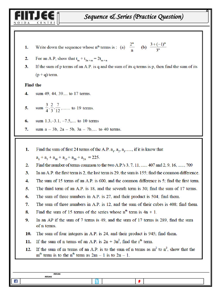 Sequence & Series (Practice Question) | PDF Sequence & Series (Practice Question) | PDF
