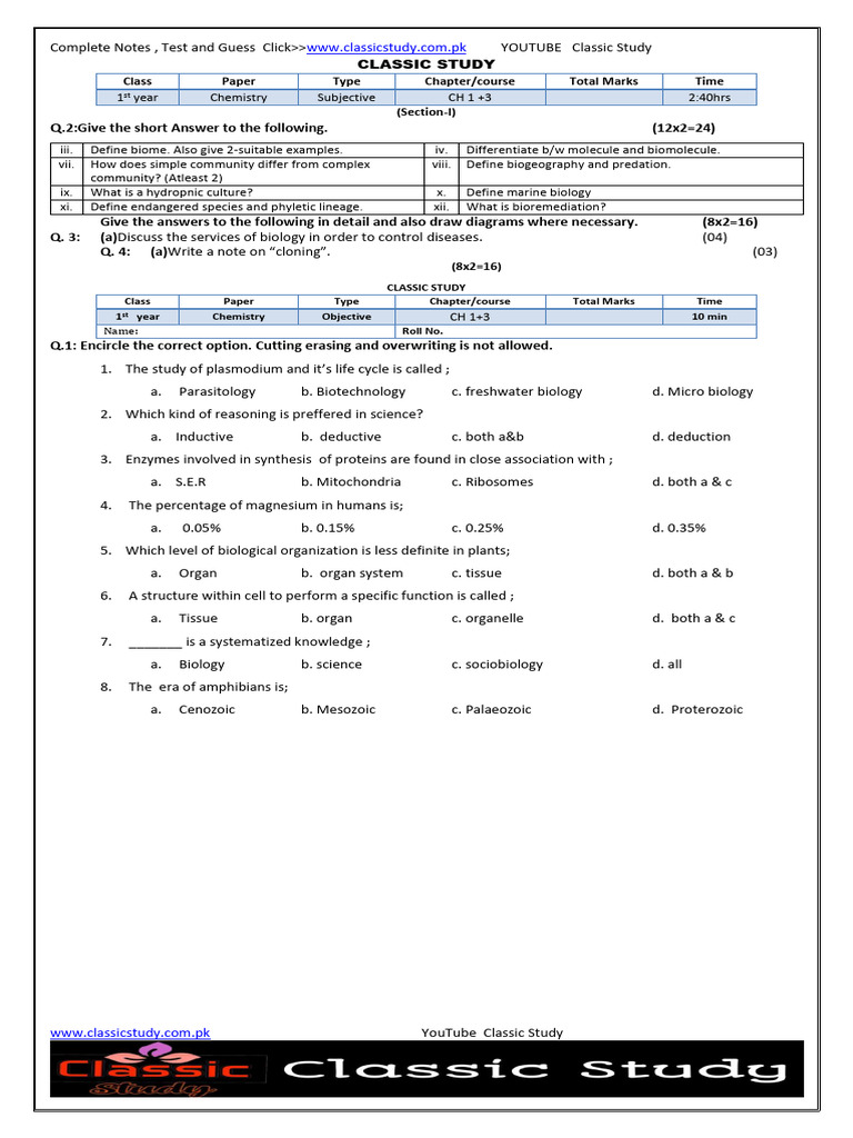 1st Year Bio CH 1 | PDF | Biology | Cell Biology