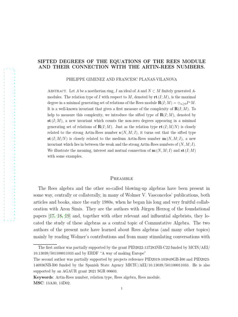 Algebraic Invariants in Commutative Algebra | PDF | Ring (Mathematics) | Ring Theory