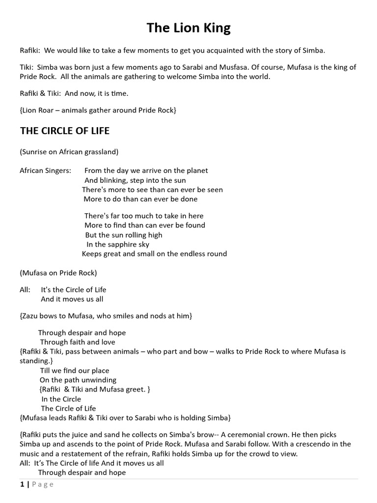 Lion King Script Refined-1 | PDF
