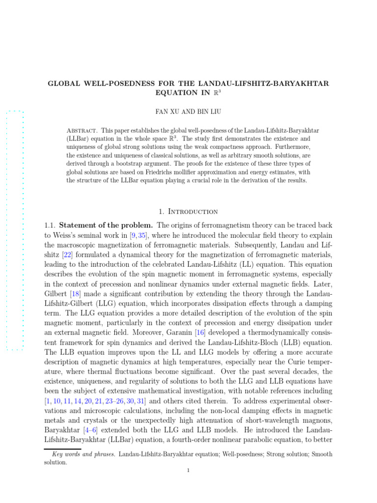 Global Well-Posedness For The Landau-Lifshitz-Baryakhtar Equation in R3 ...