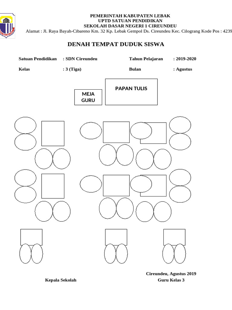 DENAH TEMPAT DUDUK SISWA | PDF