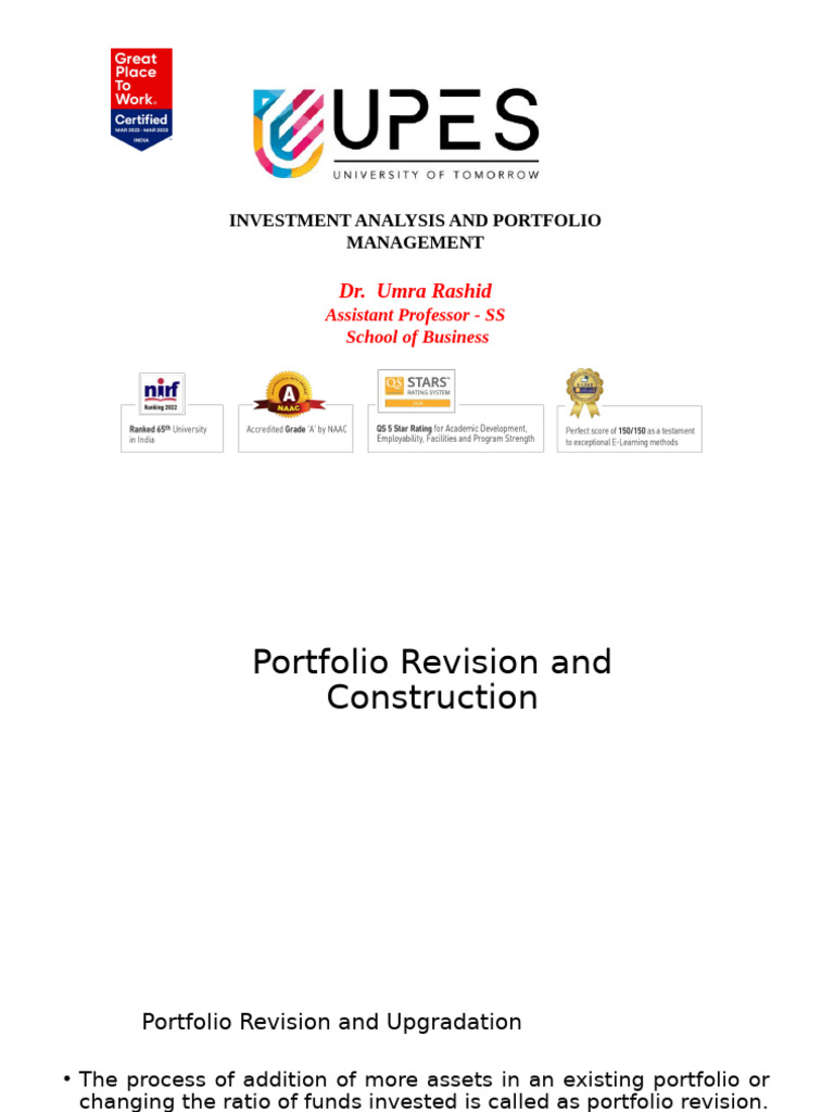 Portfolio Revision and Construction | PDF