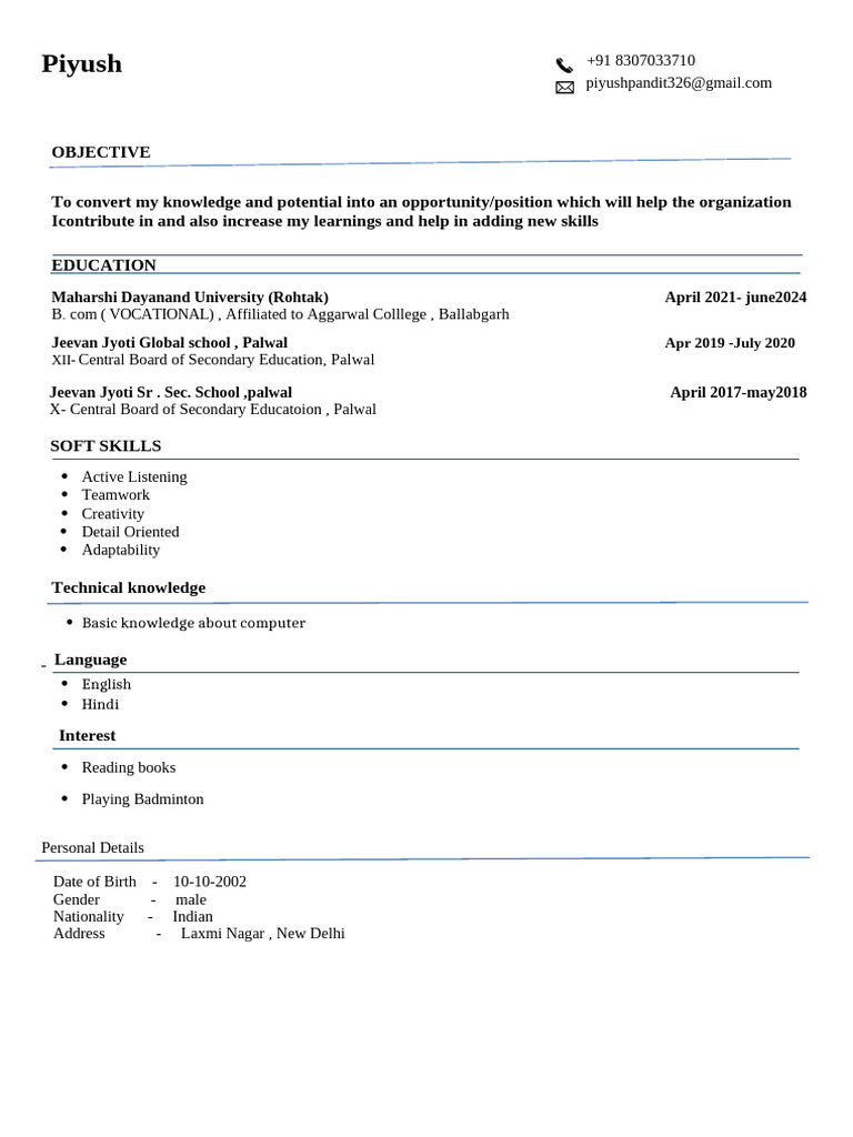 Piyush Resume | PDF