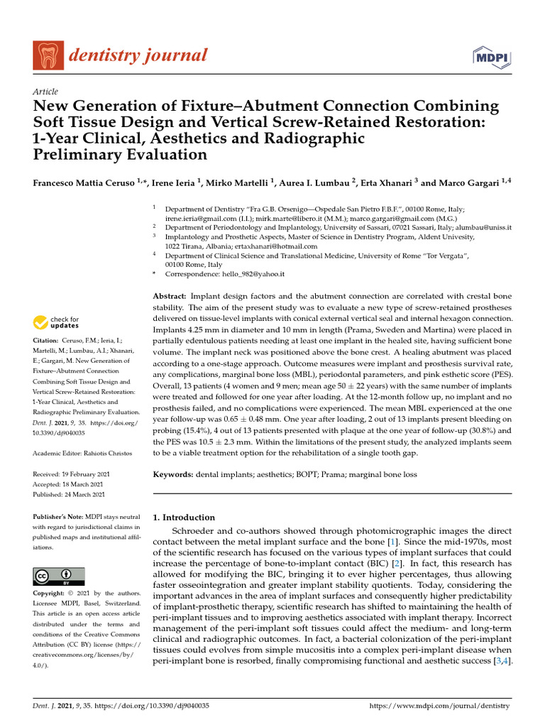 Xnew Generation of Fixture-Abutment Connection Comb | PDF | Dental ...
