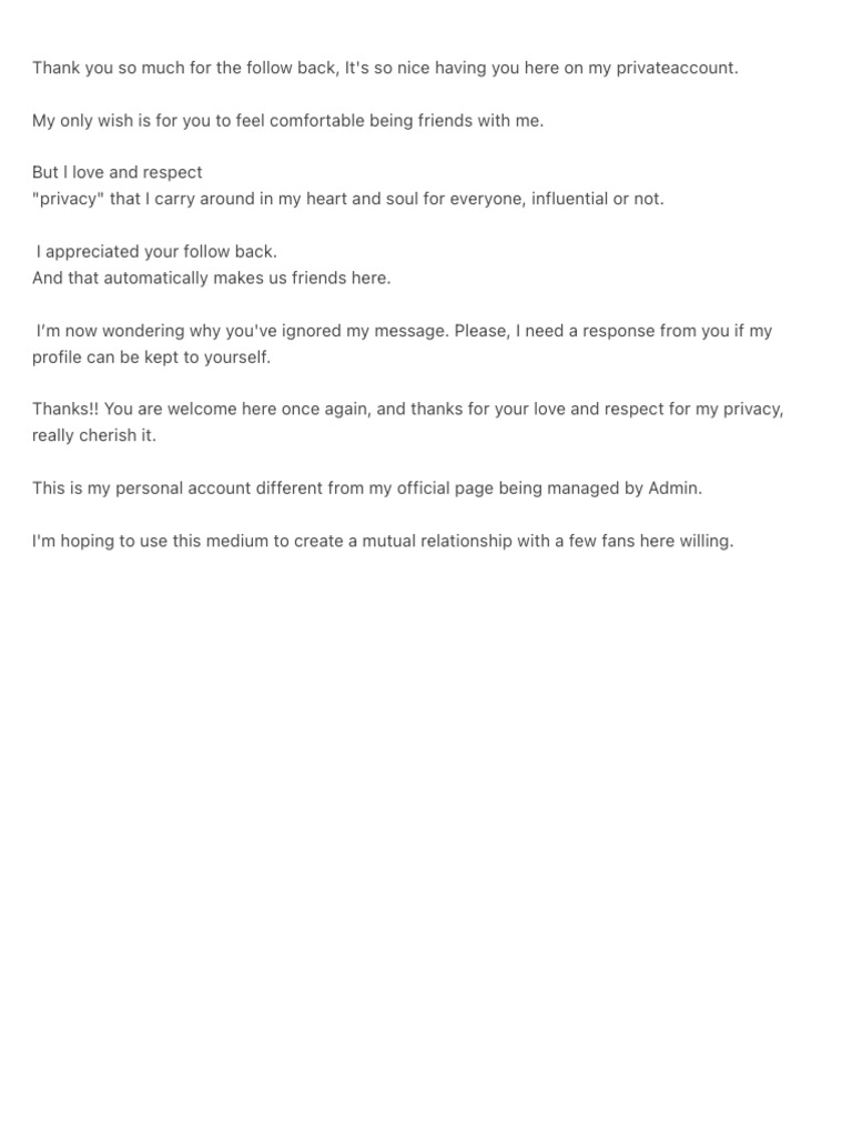 Thank You So Much For The Follow Back, It's So Nice Having You Here | PDF