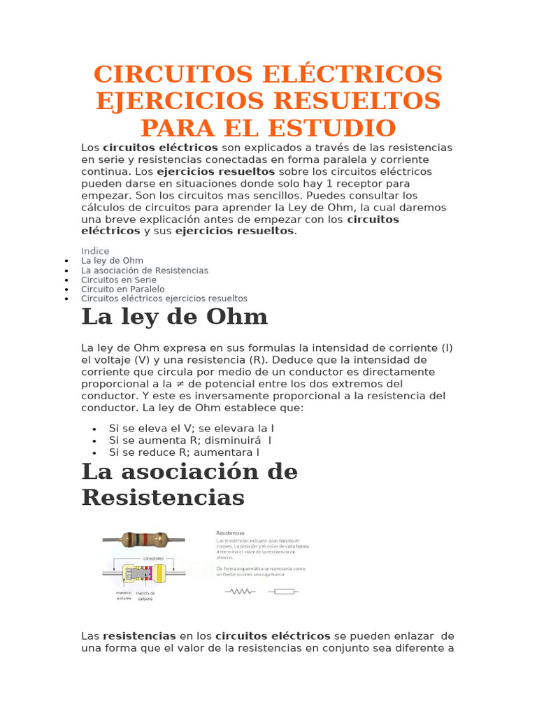 CIRCUITOS ELÉCTRICOS EJERCICIOS RESUELTOS PARA EL | PDF | Resistencia Eléctrica y Conductancia ...