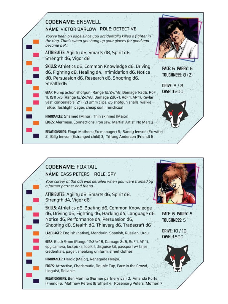 Character Cards Printerfriendly | PDF