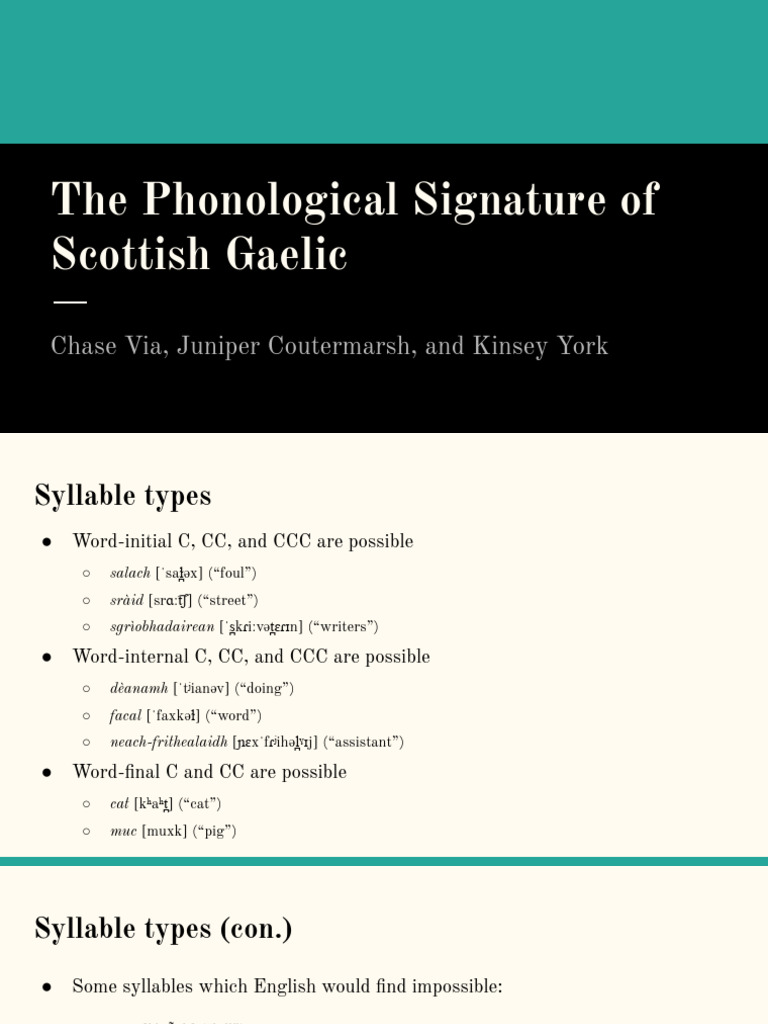 The Phonological Signature of Scottish Gaelic | PDF | Language Families ...