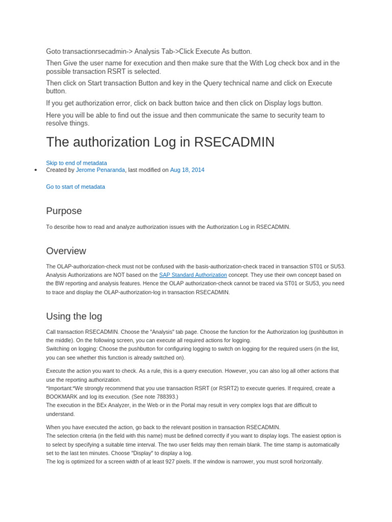 How To Find Authorization Issue in BW Query | PDF | Html | Information ...