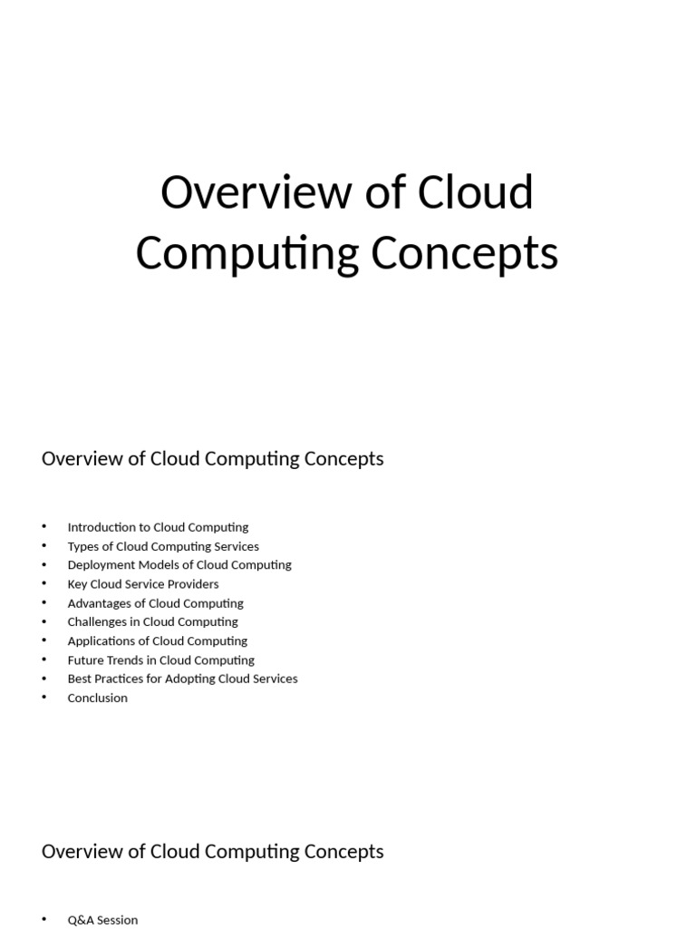 Overview of Cloud Computing Concepts | PDF | Cloud Computing | Software As A Service