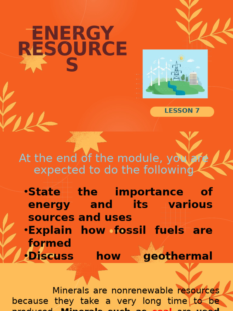 Lesson 7 (Energy Resources) | PDF | Hydroelectricity | Petroleum