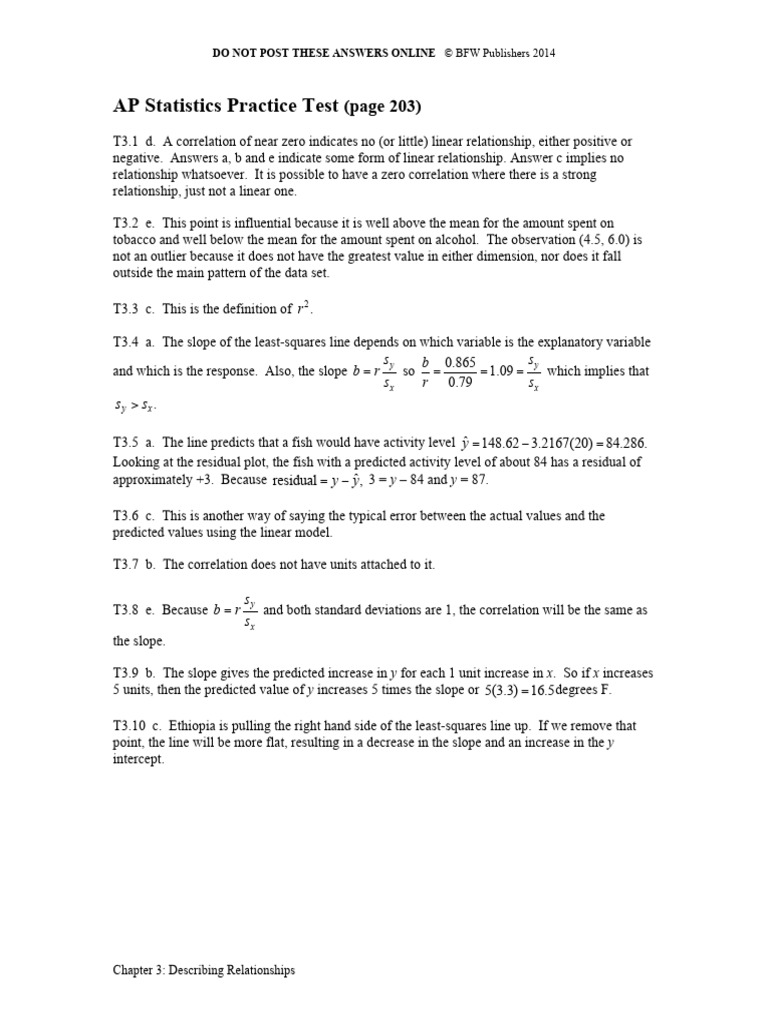 TRM Solutions To ch3 Ap Statistics Review Test | PDF | Errors And ...