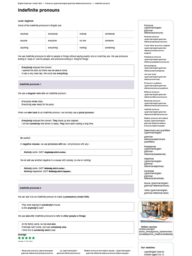 Indefinite Pronouns - LearnEnglish | PDF | English Grammar | Pronoun