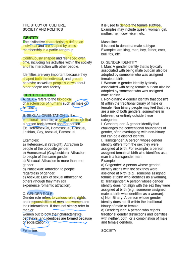 UCSP-REVIEWER.docx | PDF | Gender | Gender Studies