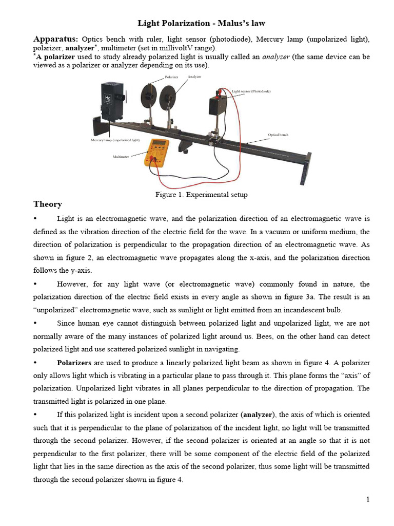 Lab5 - Light Polarization Malus's Law | PDF | Polarization (Waves) | Waves