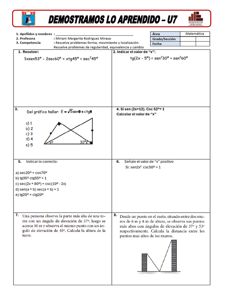EXAMEN 5° U7 | PDF