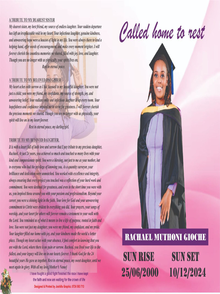 Celebration of The Life of Rachael Muthoni Gioche | PDF