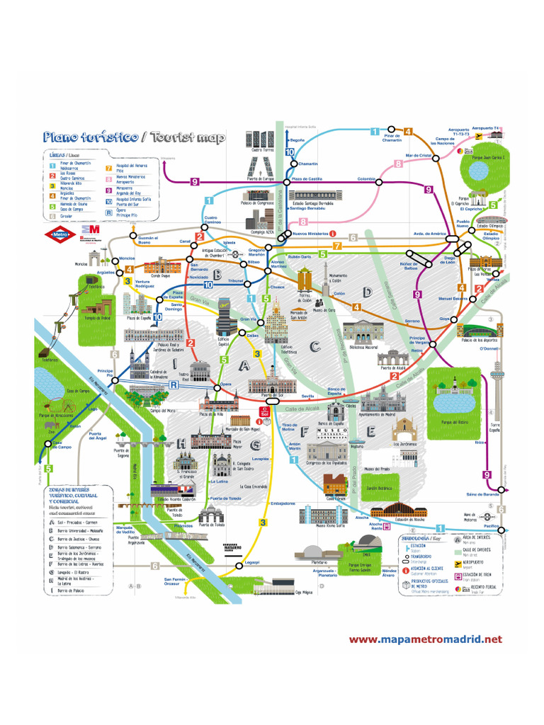 Https :WWW - Planometromadrid.org:mapas Metro:Mapa Turistico Madrid PDF | PDF