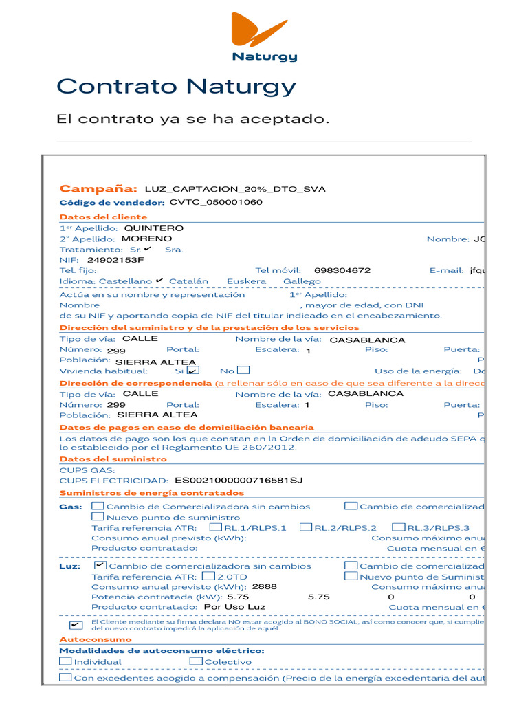 Contrato Naturgy | PDF