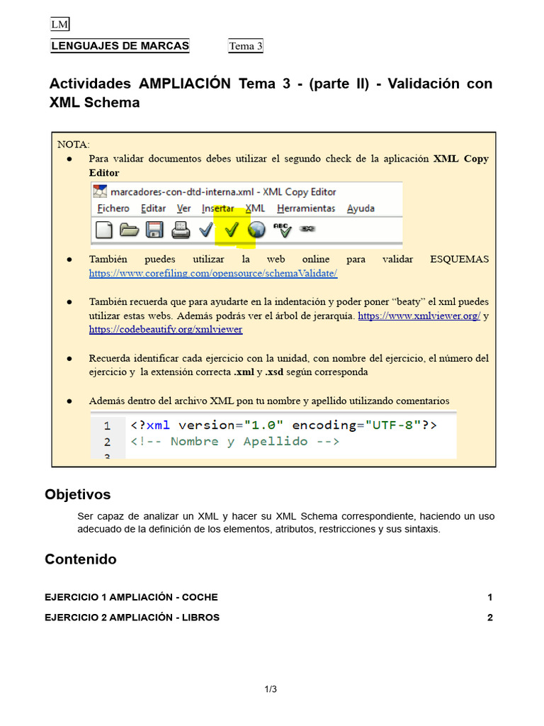 LM - T3 - A3 - II - Actividades AMPLIACION XSD - 2223 | PDF | Xml | Estándares del consorcio ...