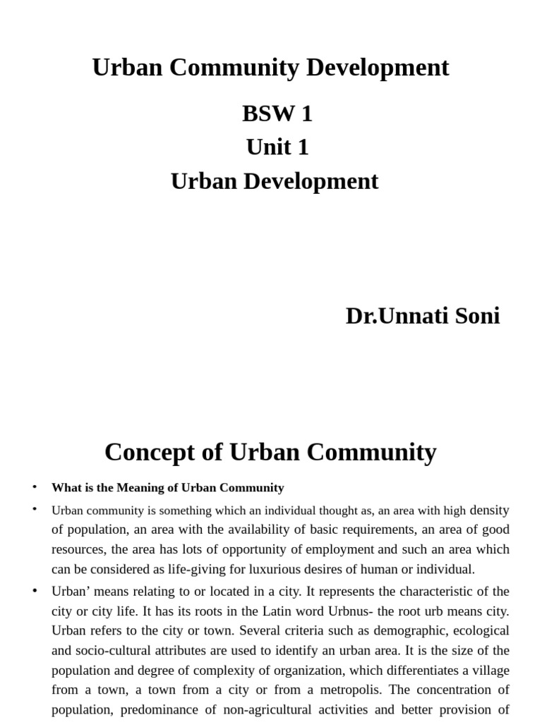 Urban Community Development BSW 1 | PDF | Cost Of Living | Urbanization
