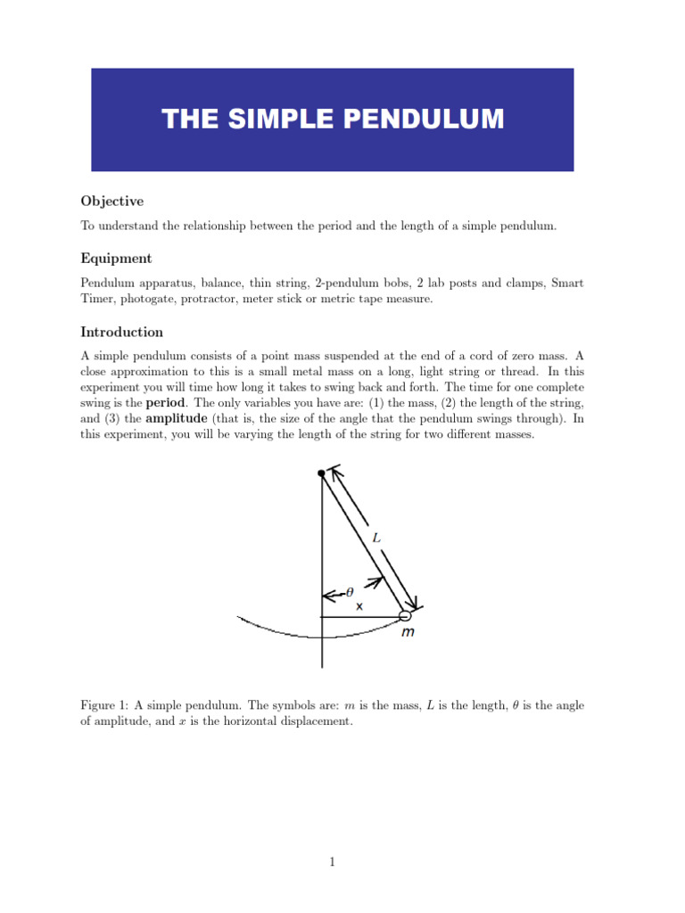Phys 101 Lab-simple Pendulum-f2021 | PDF | Pendulum | Mass