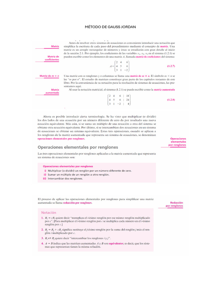 Método de Gauss-Jordan Explicado | PDF